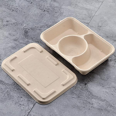 3 compartment biodegradable takeaway food box with lid - Buy ...