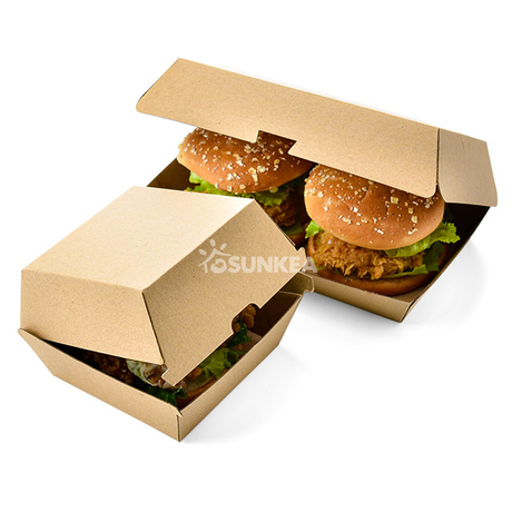 F-flute Kraft Paper Burger Clamshell Box - Buy Double burger box ...
