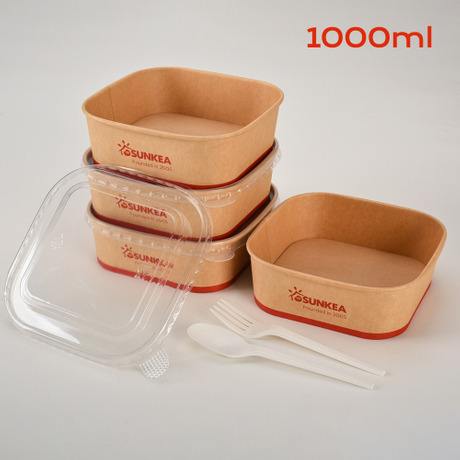 1000ml Square Salad Paper Bowl - Buy 1000ml paper bowl, kraft paper box ...